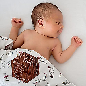 5 Inch Birth Announcement Sign for Hospital Cherry Newborn Announcement Sign Wooden Baby Name Sign with White Paint Marker Pen Regular Hexagon Wooden Birth Announcements for Hospital