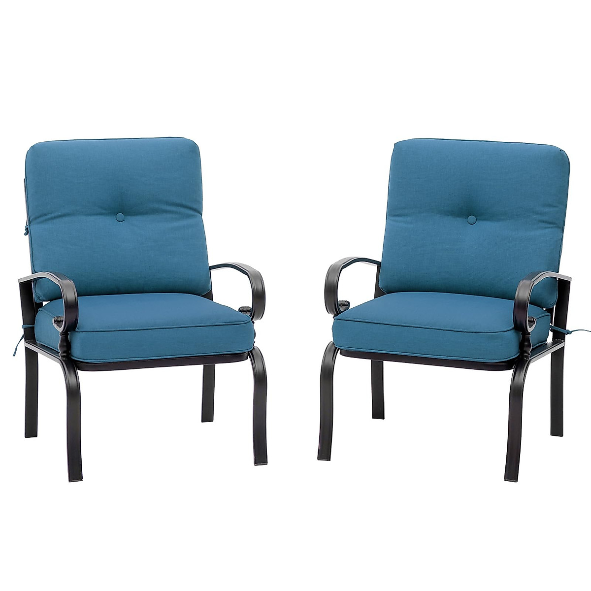 Oakmont 2 Piece Outdoor Furniture Patio Bistro Chairs Metal Dining Furniture Sets, All-Weather Garden Seating Chairs (Peacock Blue)