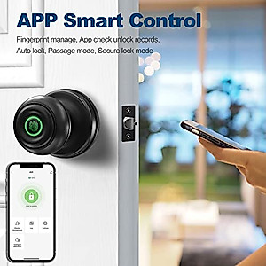 GeekTale Smart Door knob, Fingerprint Door Lock Smart Lock Biometric Door Lock Fingerprint Door knob with App Control, Great for Bedrooms,Cloakroom,Apartments Offices,Hotels