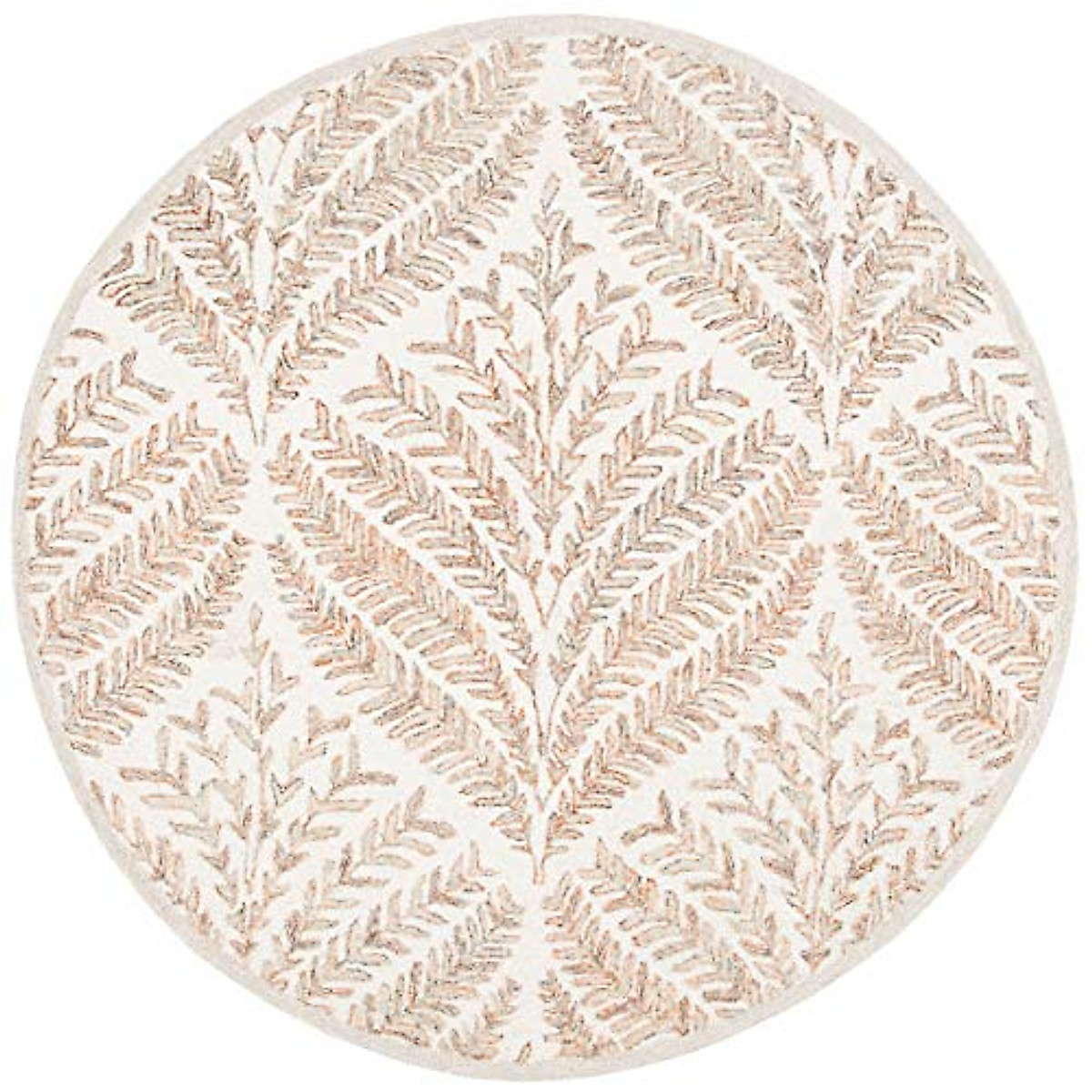 SAFAVIEH Capri Collection 5' Round Ivory/Brown CPR208T Handmade Premium Wool Area Rug