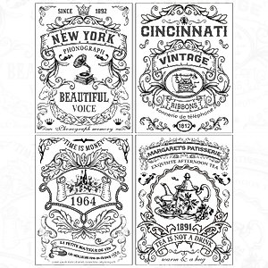 Yinder 4 Sheets Vintage Rub on Transfers Furniture Crafts Home Transfers Black White Retro Pattern Furniture Stickers Decals for Doors Wall Window Mirrors Art Home Decor 12 x 16 Inch