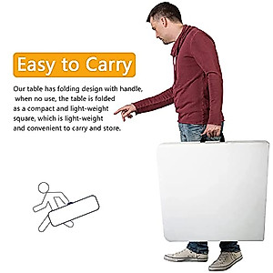 4 ft Heavy Duty Plastic Folding Table, Portable Folding Camping Table Picnic Table Utility Table Game Table w/Handle, for 48D x 30W x 24H in F01T F01T