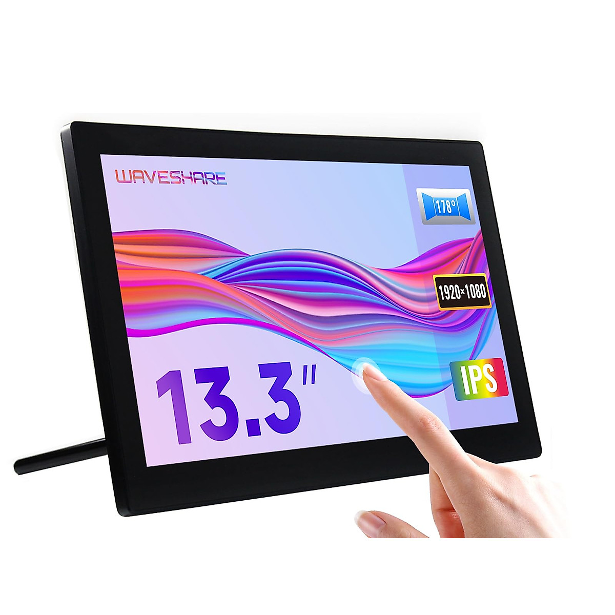 waveshare 13.3inch Capacitive Touch Screen LCD V1, with Case and Toughened Glass Cover, 1920×1080, HDMI, IPS,