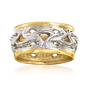 Ross-Simons Italian 2-Tone Sterling Silver Byzantine Ring. Size 7