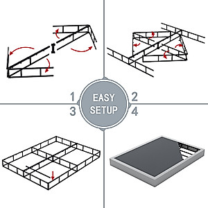 HOBINCHE 4 Inch Box Spring for Queen Bed Base, Low Profile Metal Queen Size Box Spring with Fabric Cover, 3000 Lbs Max Weight Capacity Mattress Foundation, Noise-Free, Easy Assembly