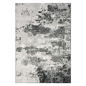 Abstract Area Rug 8'x10', Large Living Room Rug Machine Washable Rug Modern Area Rug Non-Slip Low Pile Rugs Accent Carpet for Bedroom, Kitchen, Home Office, Gray