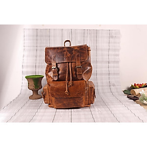 BIDRACHIE Brown Leather Backpack, Genuine Top Grain Leather Rucksack, Leather Travel Bag For Men & Women, Genuine Fine Leather Bags Manufacturers