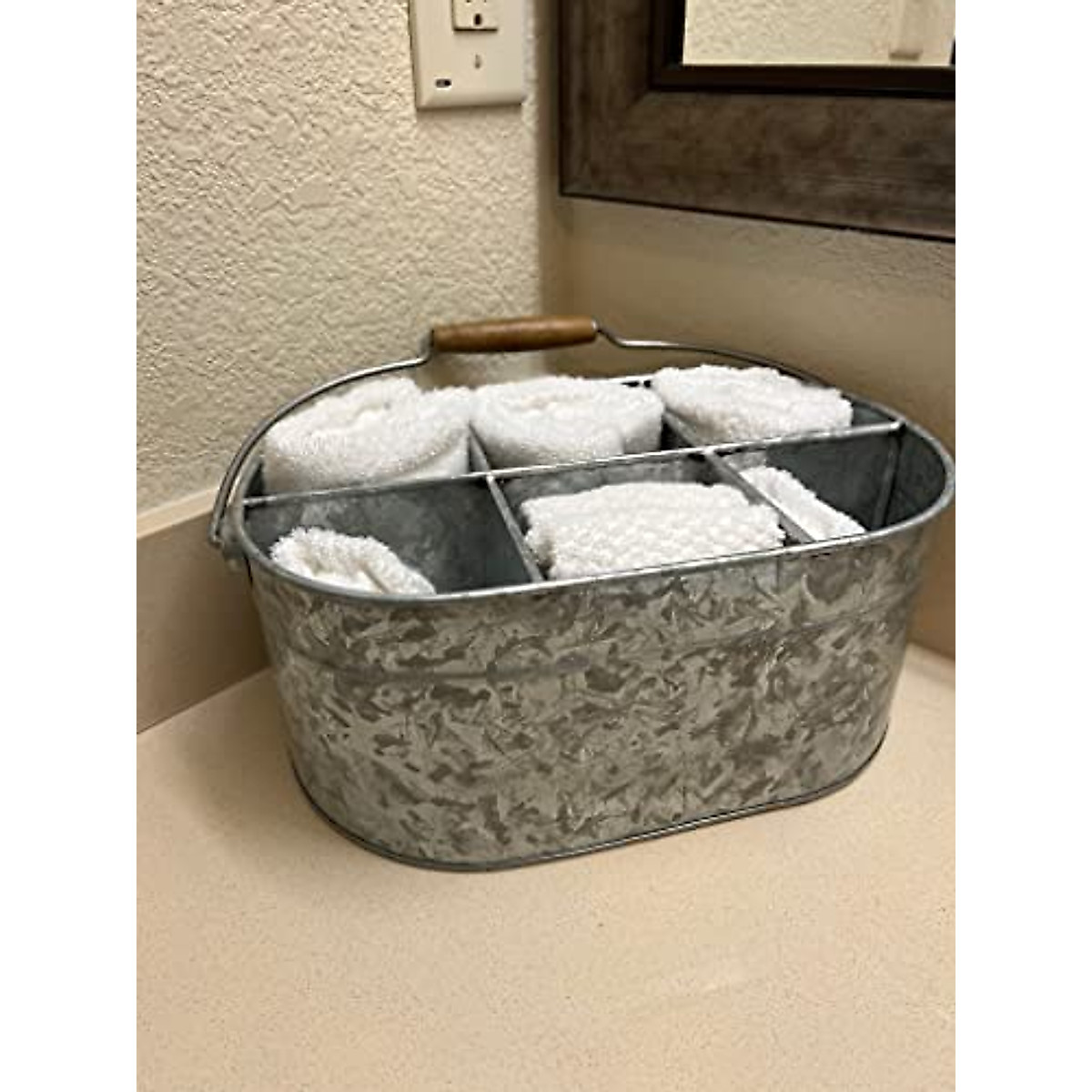 Hosley's Galvanized Carry All Kitchen Utensil Caddy Serve Ware 13 Inch Long. Ideal for Party Garden Patio. O4