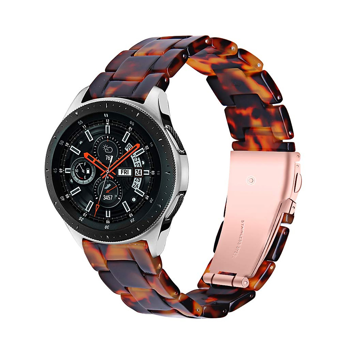 Compatible with Samsung Galaxy Watch 4 Classic 42mm/46mm Bands for Women&Men, Fashion Resin Watch Band Bracelet Replacement Straps for Samsung Galaxy Watch 4 Classic 42mm/46mm Smartwatch (Dark Amber)