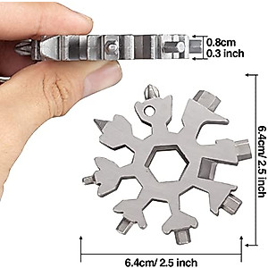 18-in-1 Snowflake Multi Tool, Stainless Steel Snowflake Bottle Opener/Flat Phillips Screwdriver Kit/Wrench, Durable and Portable to Take, Great Christmas gift(Standard, Stainless Steel). (Silver)