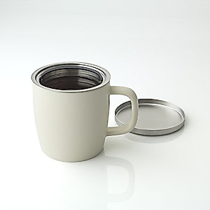 FORLIFE Dew Satin Finish Brew-In-Mug with Basket Infuser & Stainless Lid 11 oz. (Natural Cotton)