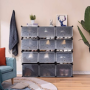YOUDENOVA Portable Shoe Rack Organizer, 48-Pair Tower Shelf Storage Cabinets, Plastic Shoe Organizer for Entryway, Expandable for Heels,Boots,Slippers