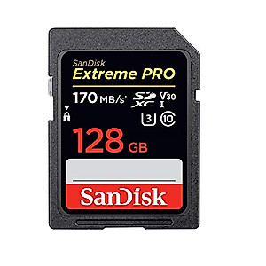 SanDisk Extreme Pro 128GB SDXC Card for Canon Camera Compatible with EOS M50 Mark II, EOS Ra Class 10 UHS-1 (SDSDXXY-128G-GN4IN) Bundle with (1) Everything But Stromboli 3.0 SD Memory Card Reader