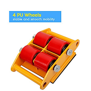 Dollate 6T 13200lbs Machine Skates Heavy Duty Machine Dolly Skate Machinery Moving Skate with 360° Rotation Cap & 4 PU Rollers, Machinery Mover for Industrial Moving Equipment, Yellow