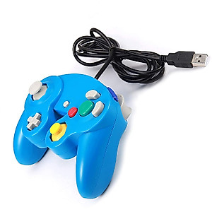 Arrocent GC Controller, Replacement for Gamecube Controller, Compatible with Wired USB Game Cube Controller/PC Windows 7 8 10 (Blue)