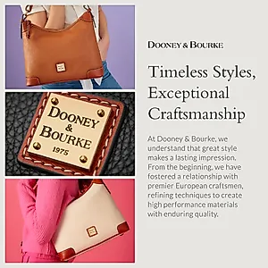 Dooney & Bourke Women's Zip Zip Satchel in Pebble Grain Leather, Large Handbag with Adjustable & Detachable Shoulder Strap, Bone