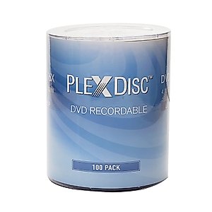 PlexDisc DVD-R 4.7GB 16x Branded Logo Recordable Media Disc - 100 Disc (No Container) FFP, Writable Blank DVDs for Movies, Music, Data Files - Blank DVD Discs 100 Pack