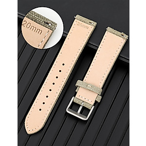 TACTICAL FROG 20mm Fast Release Nylon Watch band Military Watch Straps with Stainless Steel Buckle, Two-Piece Waterproof Nylon + Leather Watchbands for Men and Women