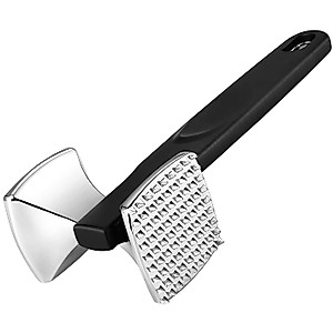 Spring Chef Meat Tenderizer Mallet, Chicken Pounder, Heavy Duty Kitchen Hammer Tool for Food - Beef and Steak Flattener - Solid Construction Beater, Dual Sided Smasher with Soft Grip Handle, Black