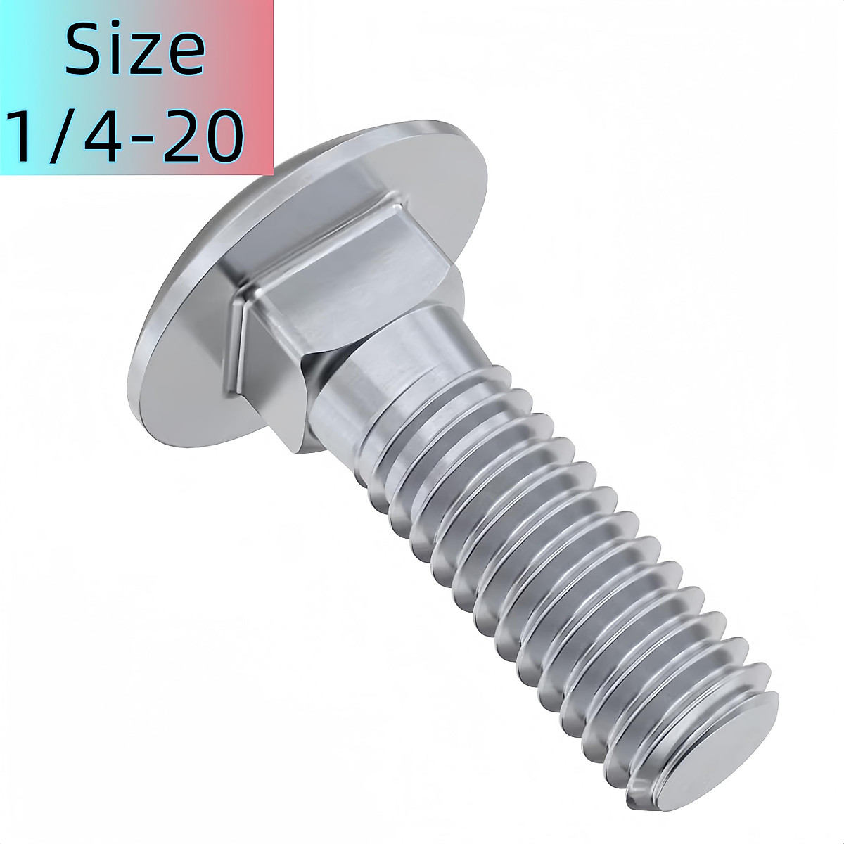 1/4"-20 X 1/2"(100pc) Stainless Carriage Bolt, 18-8 Stainless Steel Full Thread Coverage,Carriage Bolt,by SANTIE
