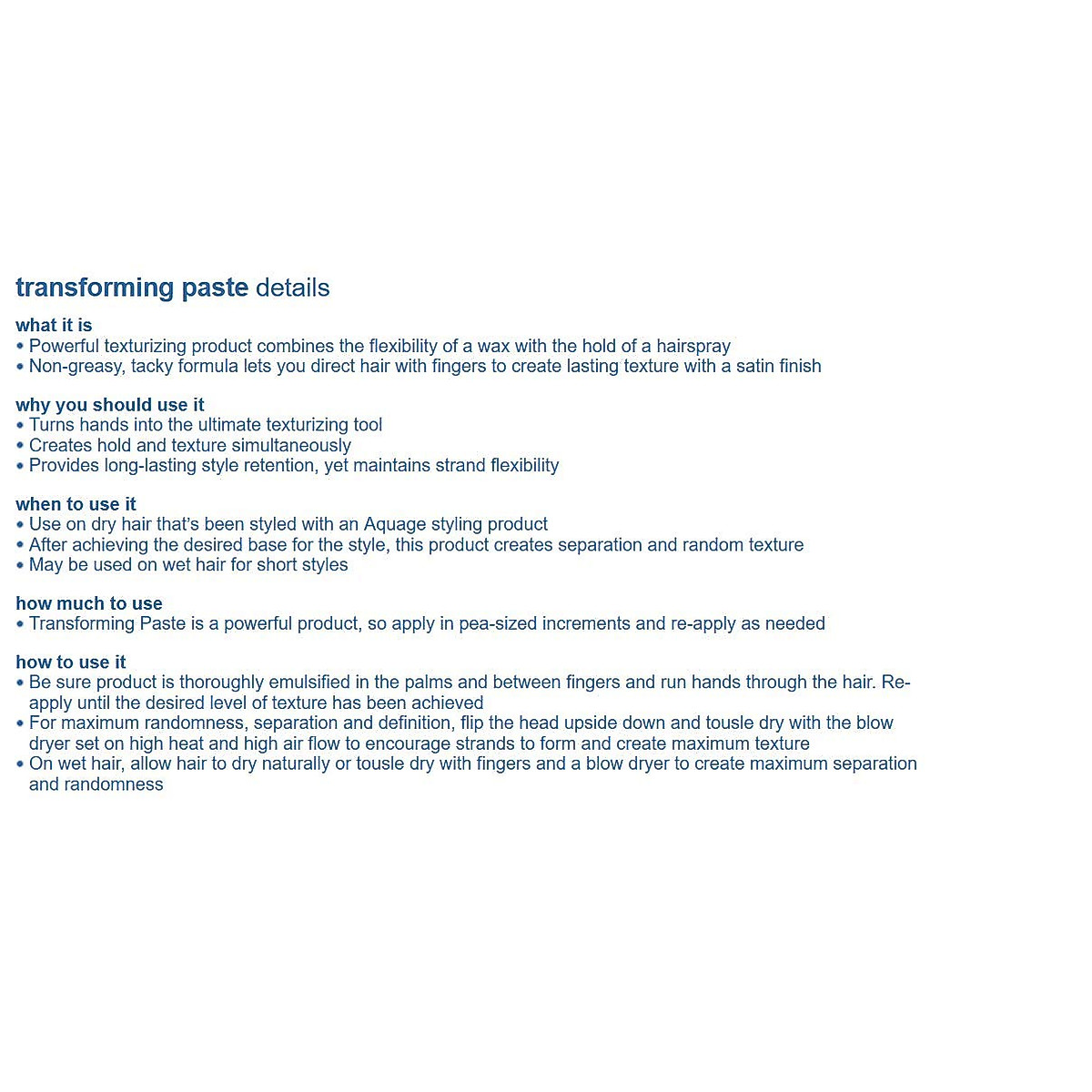 AQUAGE Transforming Paste, Non Greasy Formula, Creates Texture and Hold Simultaneously, Provides Long Lasting Style Retention, Yet Maintains Flexibility, 4.6 Fl Oz