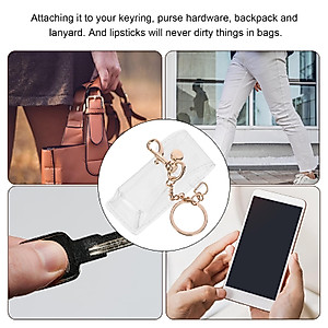 CALLARON Lipstick Holder Keychain for Women Clear Lip Holder Keychain 3.4x1.3inch Shoulder Bag Pendant Lipstick Cover Keyring Transparent Lipstick Sleeve Purse Keychain