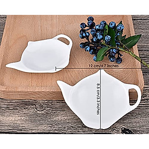 DS. DISTINCTIVE STYLE 4 Pieces Teapot Shaped Tea Bag Holder Teabag Coaster Seasoning Dish for Sauce Dessert (White - Ceramic)