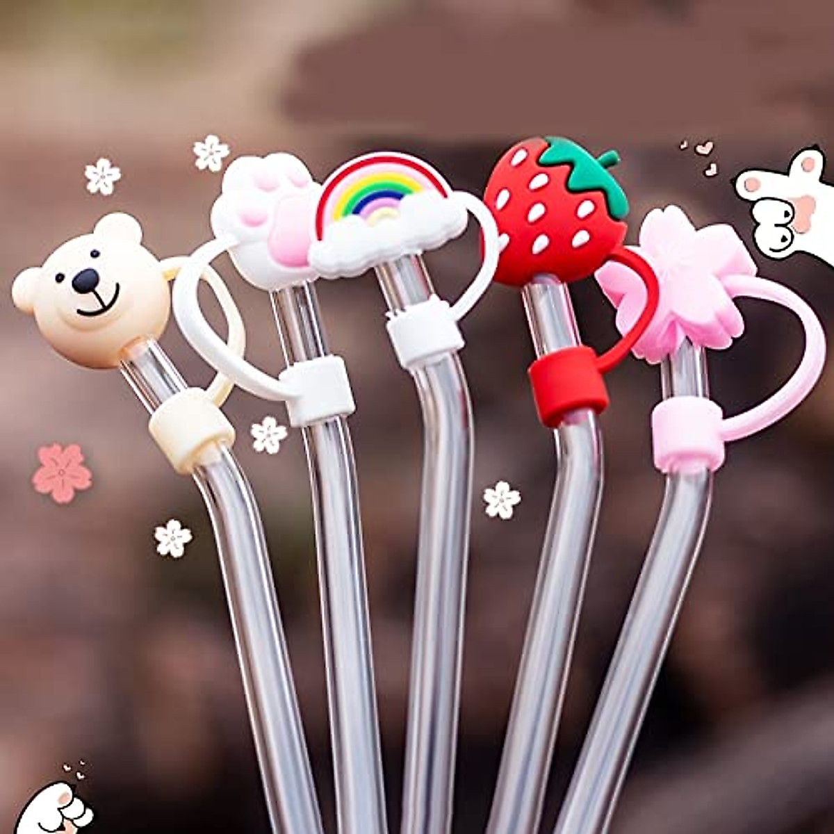 8Pcs Straw Covers Cap,Straw Covers for Reusable Straws,Straw Tip Covers,Drinking Straw Cover,Straw Topper,Straw Caps for Reusable Straws,Silicone Straw Covers Cap,Cloud Straw Cover