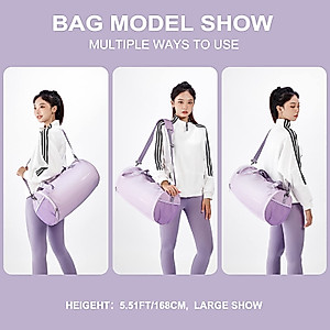 Gym Bag for Women Mens with Wet & Shoe Compartment,Small Duffle Bag for Travel Sport Gym Tote Bags Workout Bag Overnight Weekender Bag Carry on Travel Bag PURPLE