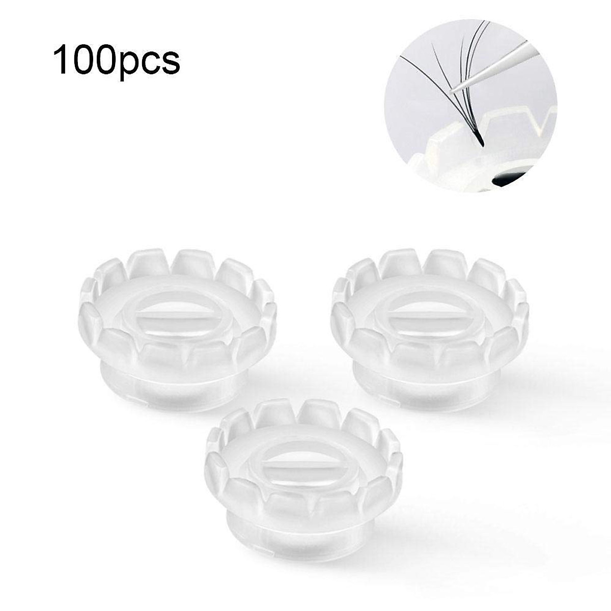 100 Pack Eyelashes Extension Volume Lashes Fan Blossom Cups, Quick Blossom Cup, Anti-Spill Glue Holder and Lash Organizer Supplies Tools