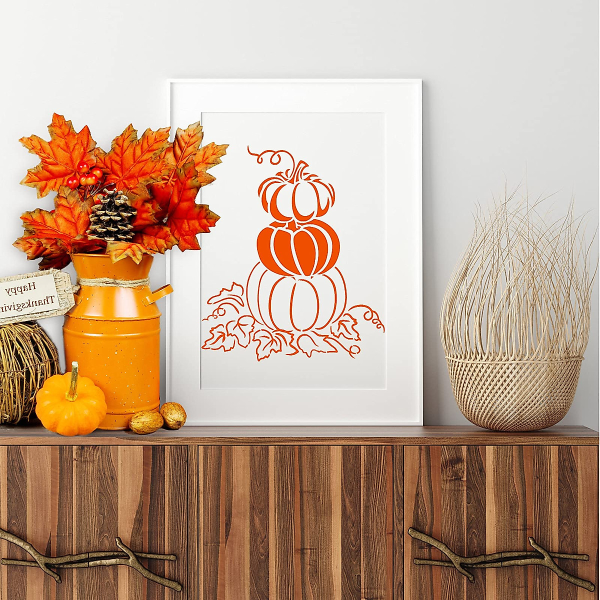 5 Pieces Fall Pumpkin Stencils 11.7 x 8.3 Inches Thanksgiving Autumn Stencils Pumpkin Painting Stencils Plastic Harvest Templates for DIY Drawing Painting Crafts Arts Farmhouse Decoration