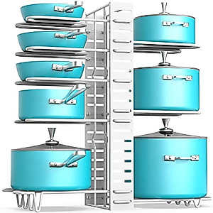 Vdomus Extensible Pot Rack Organizer with 4 DIY Methods Black & Adjustable 3 DIY Methods Pots and Pans Shelf