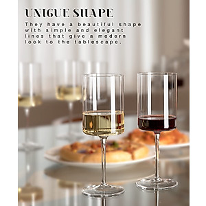 Square Wine Glasses Set of 4 | White Wine Glasses | 16oz | Premium Crystal Hand Blown Perfect for Red White Wine Goblets-Daily Use,Unique Wedding Anniversary or Birthday Gift