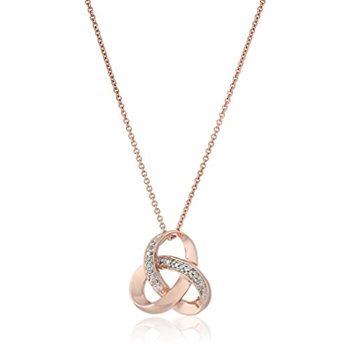 Amazon Collection womens 14K Rose Gold over Sterling Silver Diamond Knot Pendant Necklace, 18"