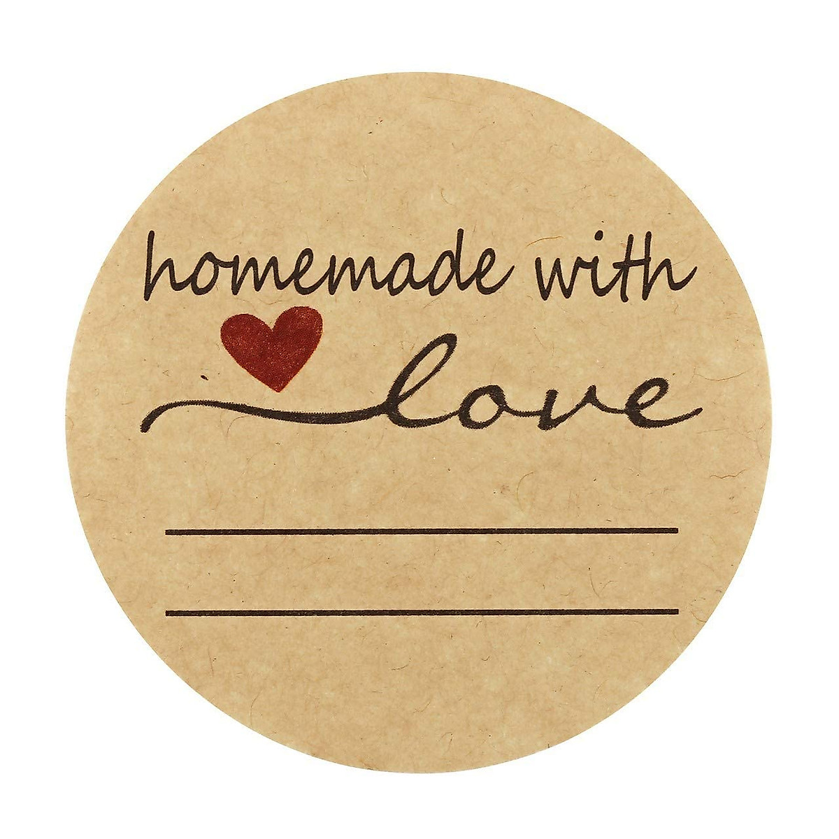 Lpraer 500Pcs 2" Homemade with Love Stickers with Lines for Writing, Adhesive Canning Labels for Jars, Baked Packaging, Cookie Bags, Fudge Containers