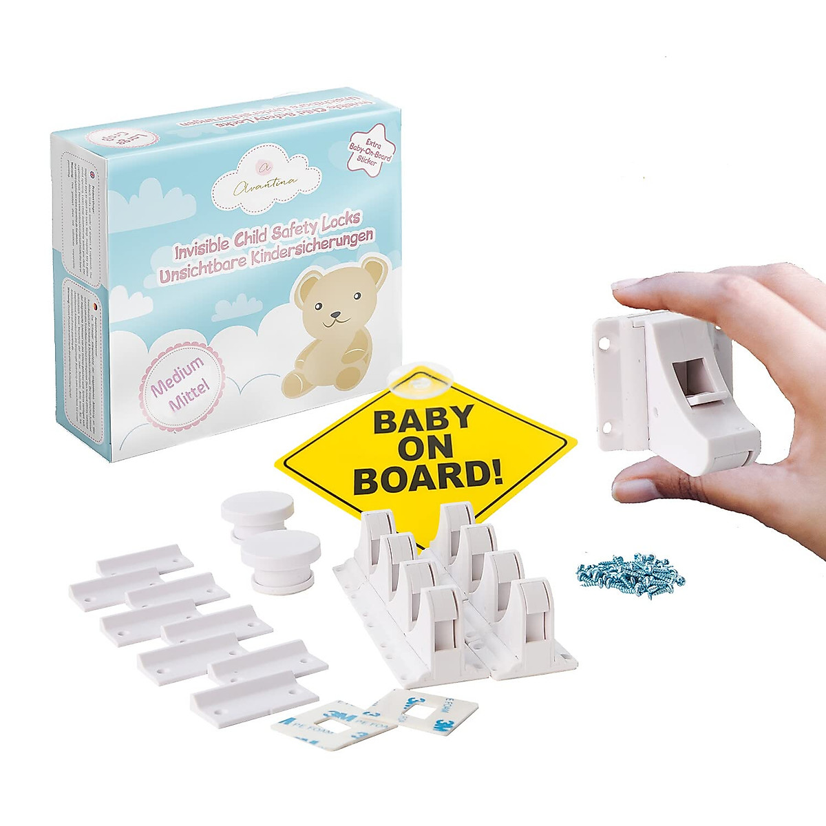 Avantina Cabinet Locks Child Safety I 8X Magnetic Cabinet Locks I Baby Proofing and Easy to Install I for Cabinets and Drawers