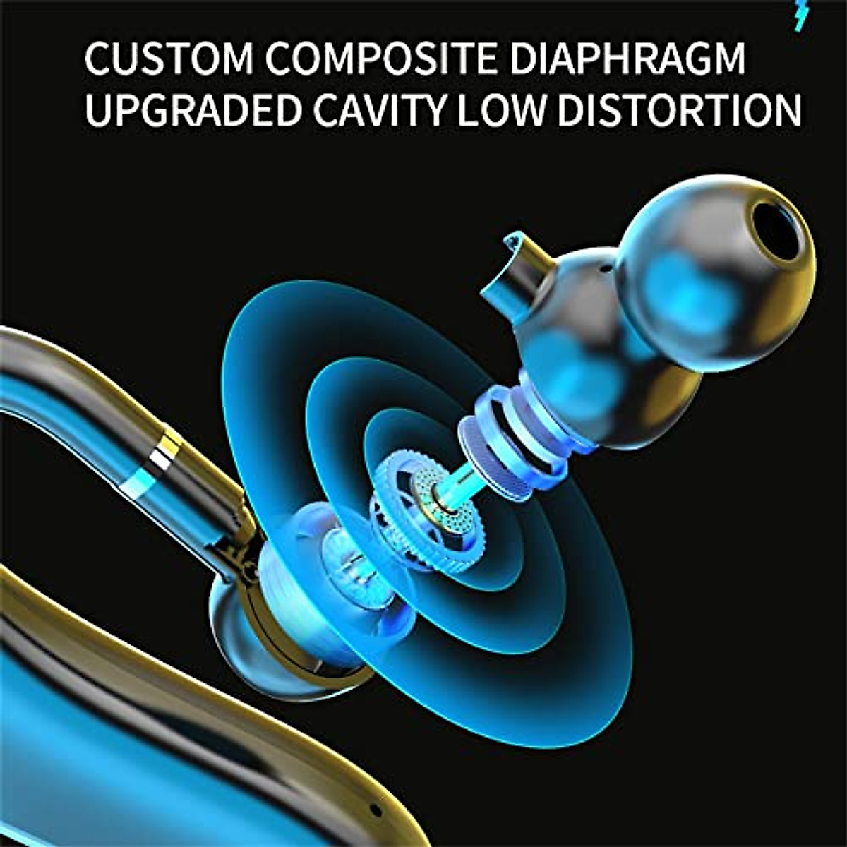 LILAJO Single Wireless Bluetooth 5.3 Headset - Voice Control Metal Painting Car Driving Headset - Single Handfr 30H Talk Time 180 ° Adjustment Lightweight