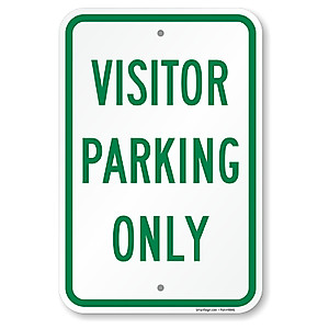 SmartSign 18 x 12 inch Basics “Visitor Parking Only” Metal Sign, 120 mil Aluminum Composite, Engineer Grade Reflective Material, Green and White