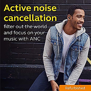 Jabra Elite 75t Titanium Black Voice Assistant Enabled True Wireless Earbuds with Charging Case (Renewed)