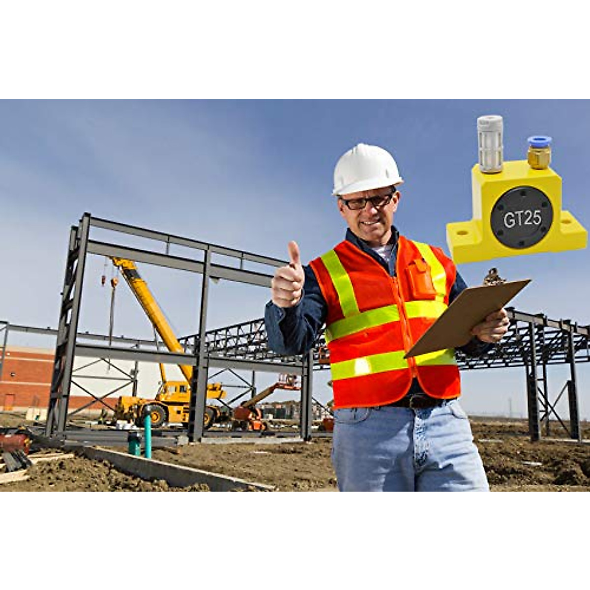 Mingfuxin G 1/4'' Pneumatic Turbine Vibrators Silent Golden Industrial Vibrator for hopper Golden GT-25 Free Muffler