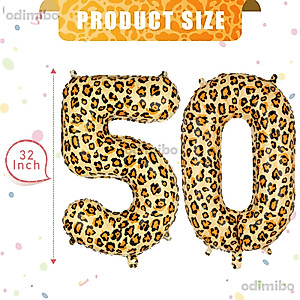 Leopard Print Number 50 Balloons Birthday Party Decorations Cheetah Theme Large Foil Mylar Helium 50th Balloon Big Birthday Party Supplies