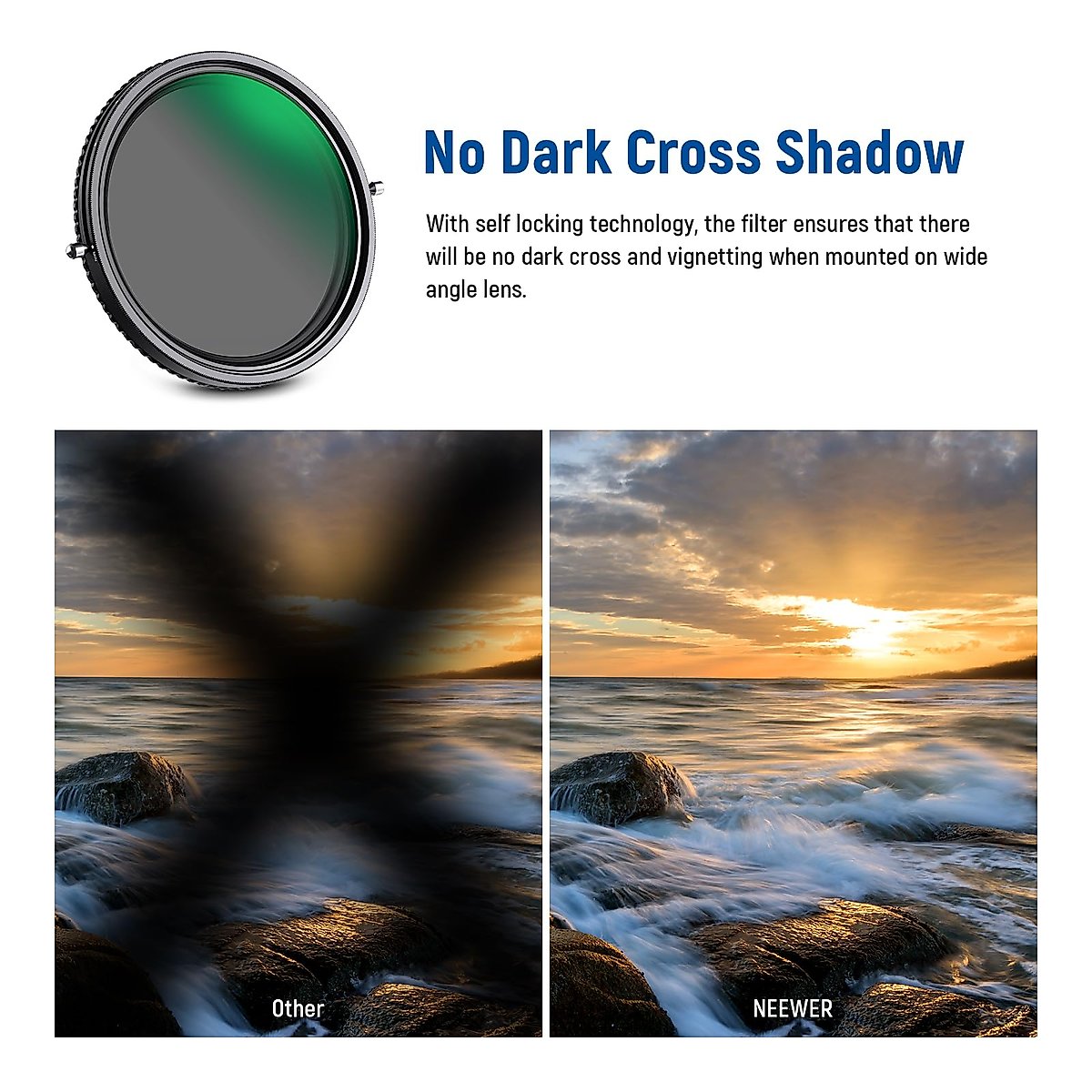 NEEWER 2 in 1 82mm Variable ND Filter ND2–ND32&CPL Filter(Circular Polarizer Filter) No X Cross/30 Layer Nano Coated/HD Optical Glass/Ultra Slim Aluminum Alloy Frame/Water Repellent/Scratch Resistant