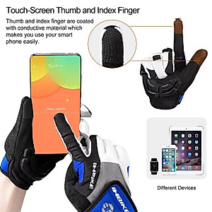 INBIKE 5mm Gel Pad Full Finger Gloves Men for Workout Gym Fitness Outdoor Blue Medium