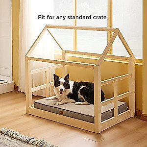 Bedsure Orthopedic Dog Bed for Extra Large Dogs - XL Memory Foam Waterproof Dog Bed Pillow for Crate with Removable Washable Cover and Nonskid Bottom - Plush Flannel Fleece Top Pet Bed, Khaki