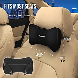 SAMSONITE, Travel Neck Pillow for Car or SUV, Boost your DRIVING COMFORT, High Grade - Memory Foam, Comfortable Headrest Cushion, Fits ALL VEHICLES, Black…
