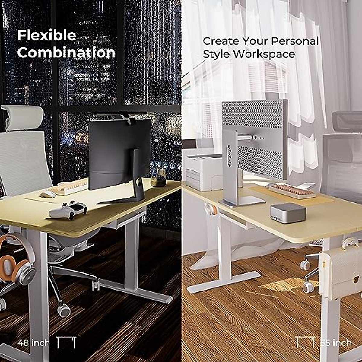 SOHOMACH Electric Standing Desk - Adjustable Height with Memory Preset, 48 x 24 Inches Ergonomic Design Home Office Standing Desk