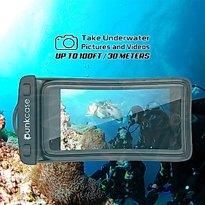 Waterproof Phone Pouch, PunkBag Universal Floating Dry Case Bag for Most Cell Phones incl. iPhone 8 Plus & Samsung Galaxy S9 | Perfect for Keeping Your Cellphone & Valuables Dry and Safe [Black]