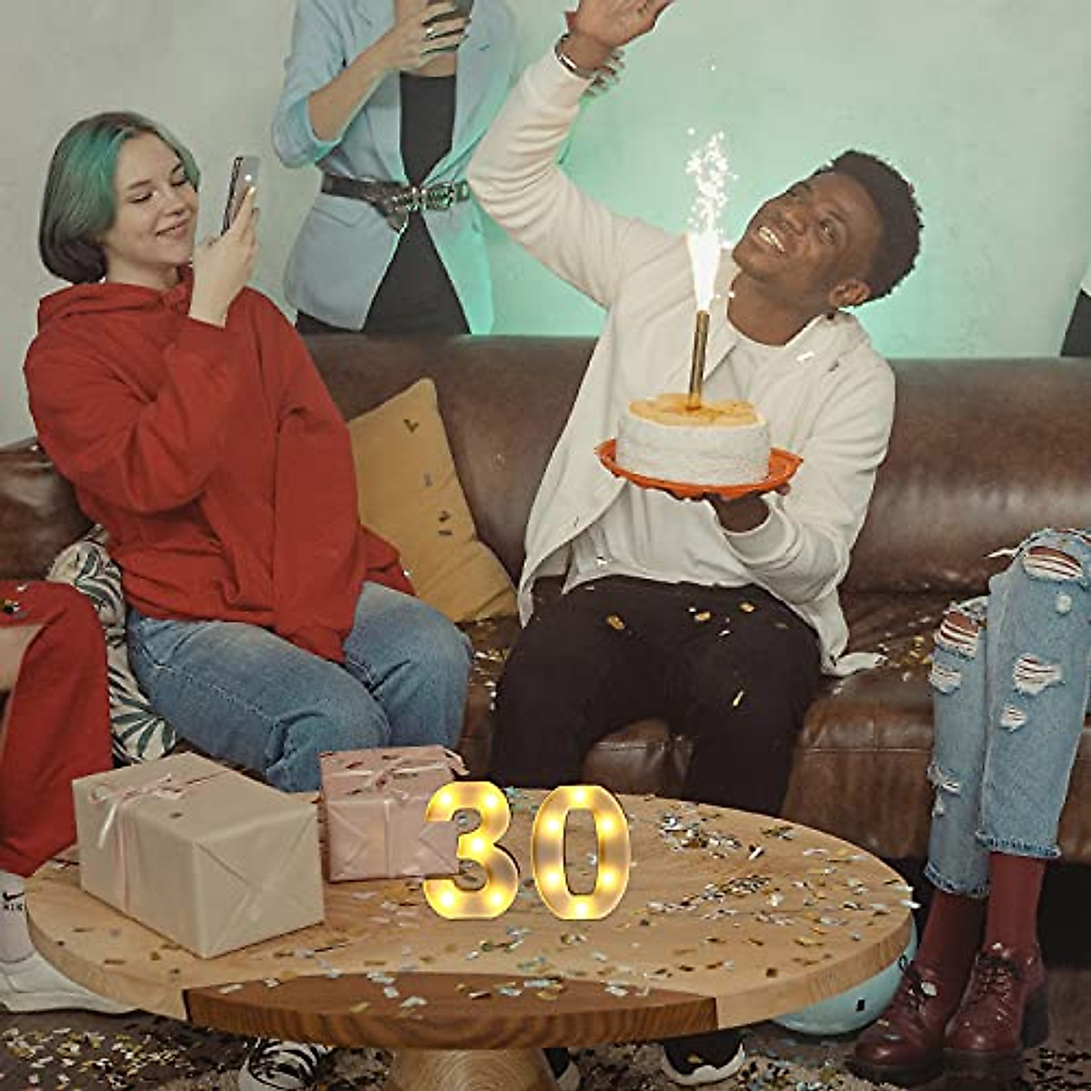 30th Birthday Decorations Marquee Numbers Light up Letters Plastic Led Light Up Number Letters Figure Fairy Birthday Party Supplies Battery Operated Numbers for 30th Happy Birthday Anniversary Event