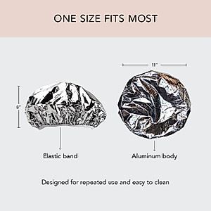 Kitsch Aluminum Foil Hair Heat Cap for Deep Conditioning - Reusable Heating Cap for Deep Conditioner, Tin Foil Hat & Deep Conditioning Heat Cap for Hair Treatments, Processing Cap for Hair, Foil Cap