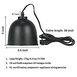 Reptile Light Fixture w/ 5pcs Uniform UVB UVA Bulbs 5.5inch Deep Dome Reptile Habitat Heat Lamp Turtle Basking Light for Tortoise Lizard Gecko Snake Bearded Dragon Terrarium Aquarium Tank etc